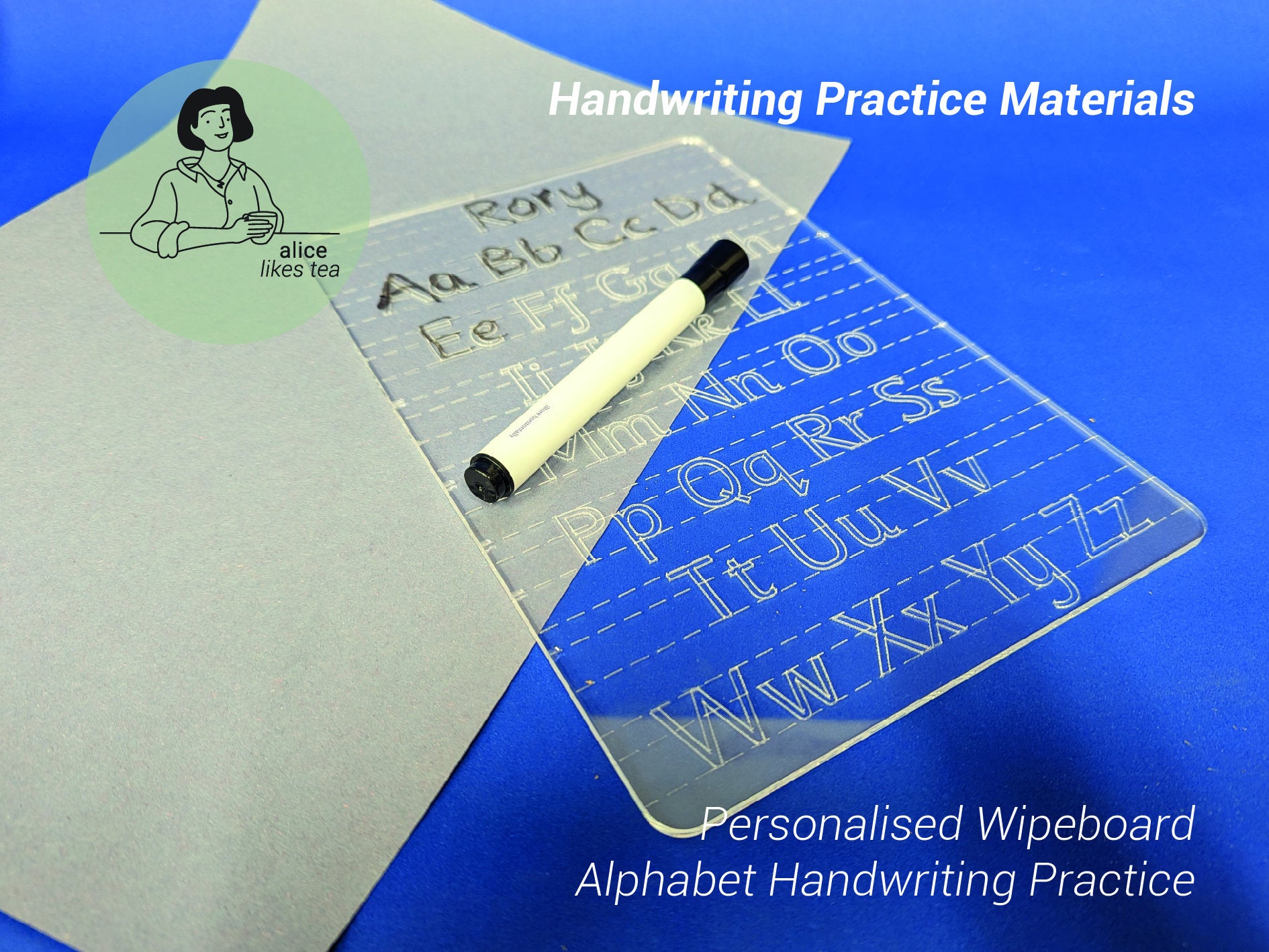 Personalised Wipeboard Alphabet Handwriting Tracing Practice Board - H ...